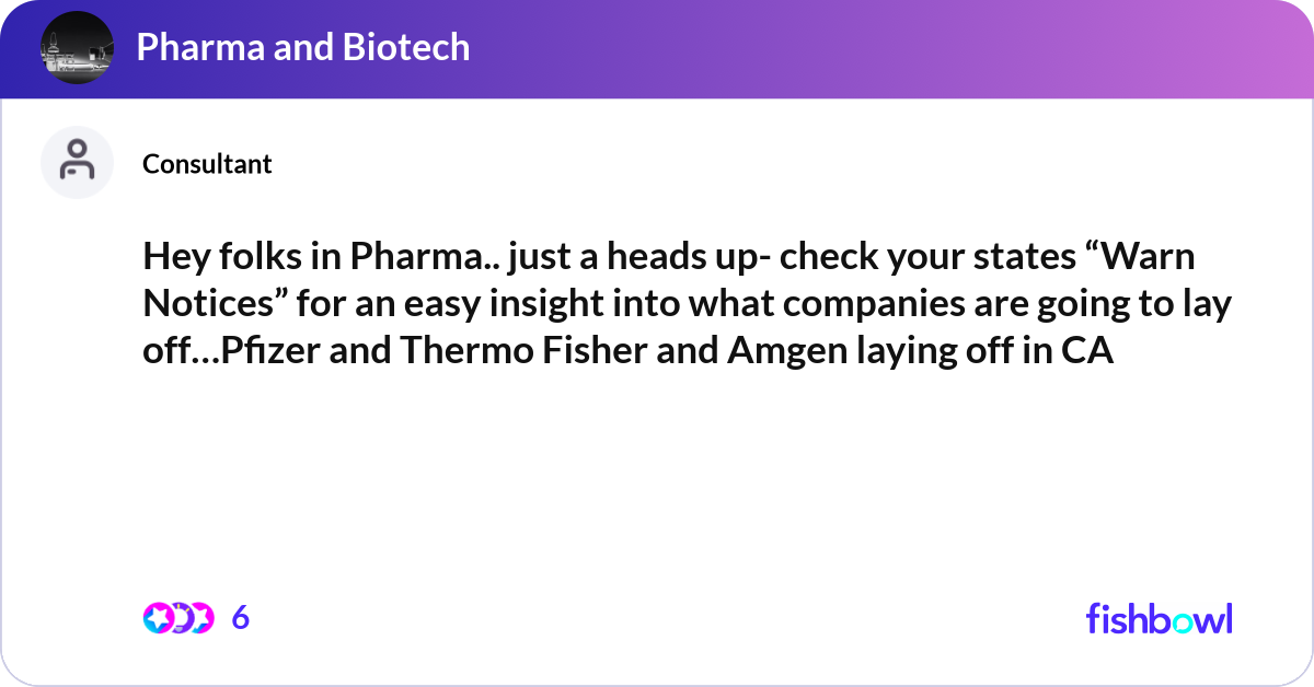 Hey folks in Pharma.. just a heads up- check your ... | Fishbowl