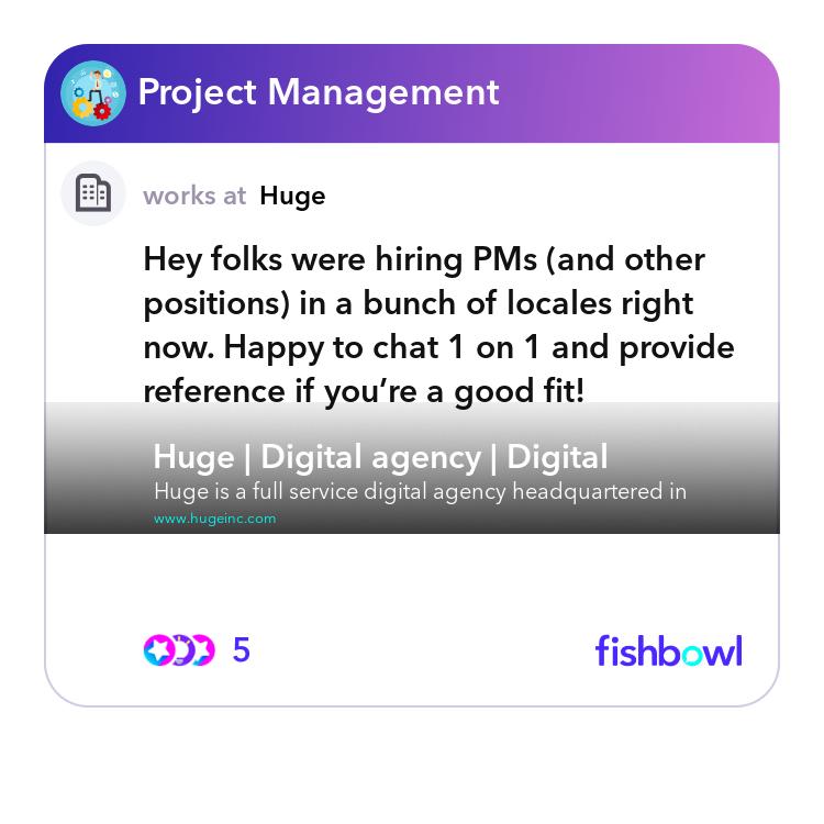 Hey folks were hiring PMs (and other positions) in... | Fishbowl