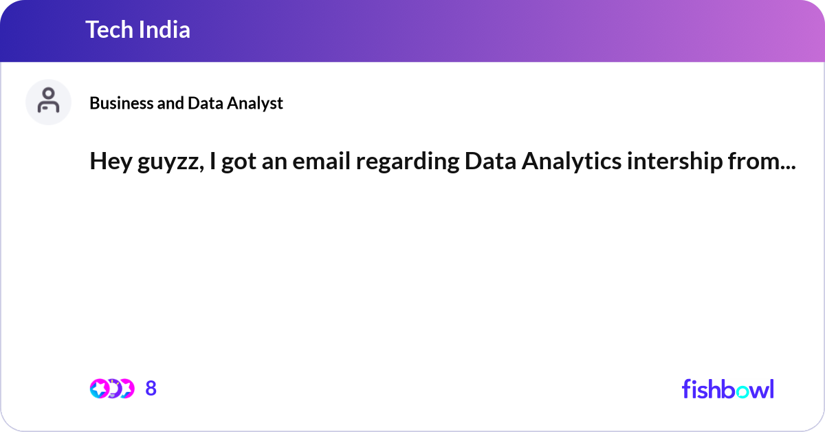 Hey guyzz, I got an email regarding Data Analytics... | Fishbowl