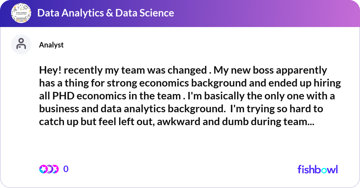 Hey! recently my team was changed . My new boss ap... | Fishbowl