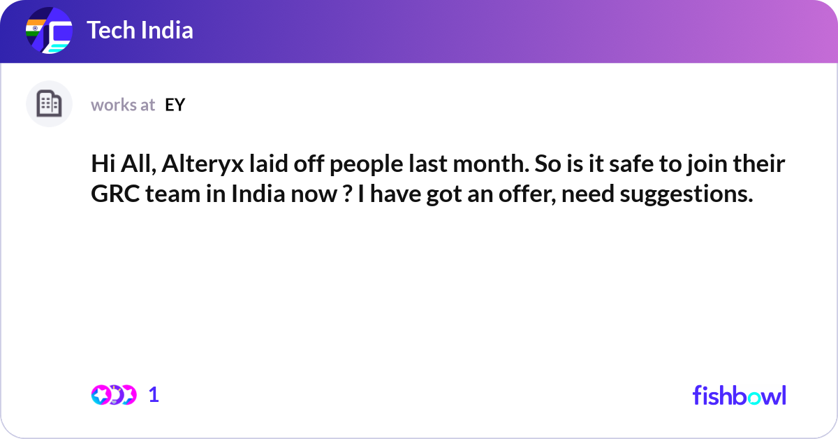 Hi All, Alteryx laid off people last month. So is ... | Fishbowl