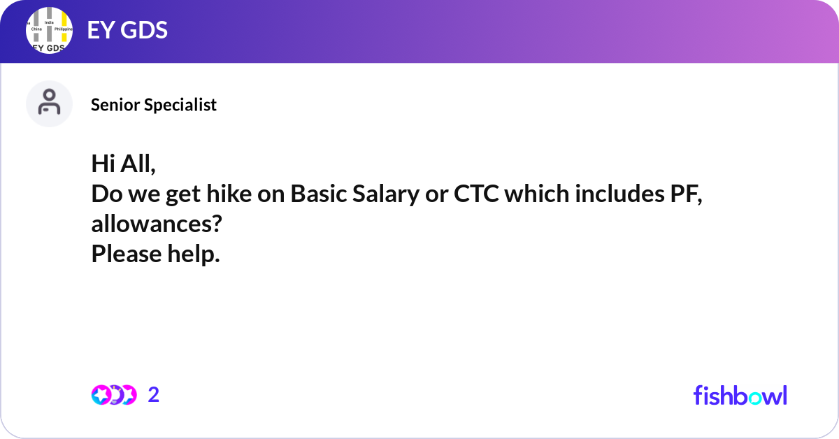 Hi All, Do we get hike on Basic Salary or CTC whic... | Fishbowl