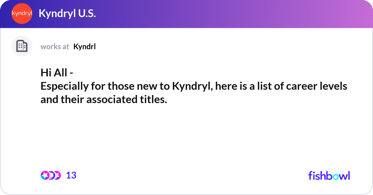 Hi All - Especially for those new to Kyndryl, her... | Fishbowl