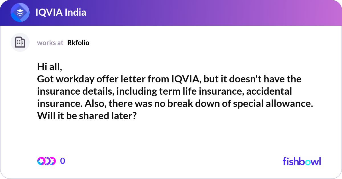 Hi all, Got workday offer letter from IQVIA, but i... | Fishbowl