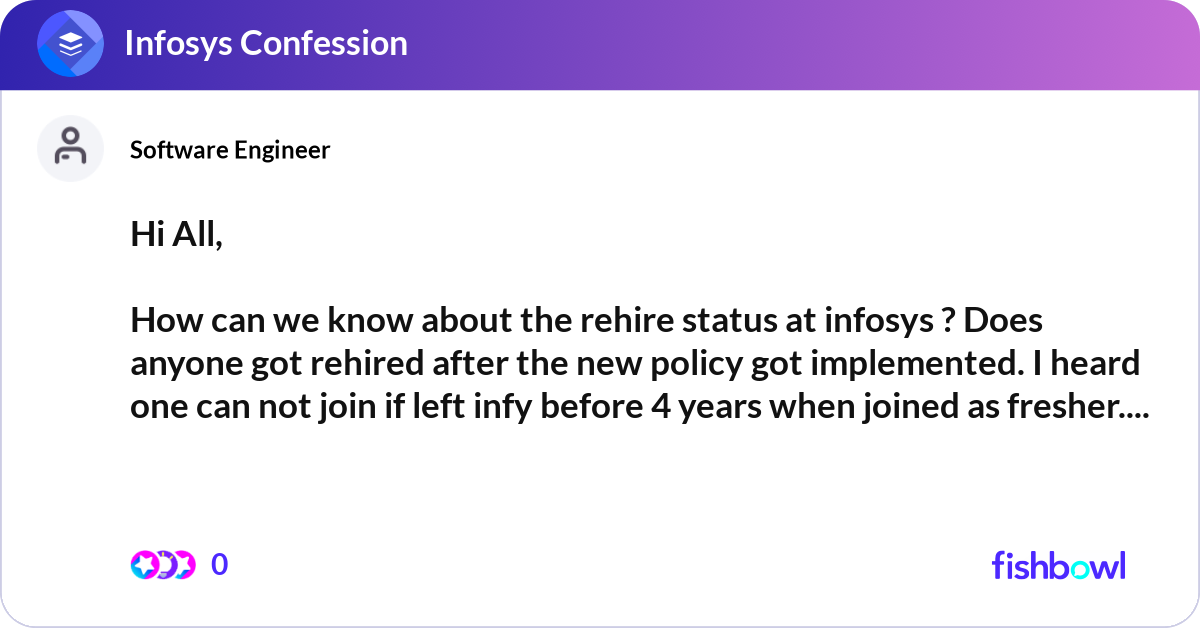 Hi All, How can we know about the rehire status a... | Fishbowl