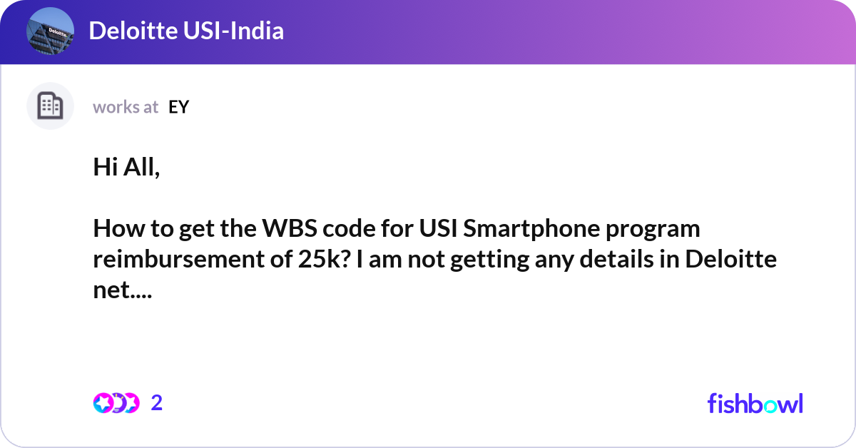 Hi All, How to get the WBS code for USI Smartphon... | Fishbowl