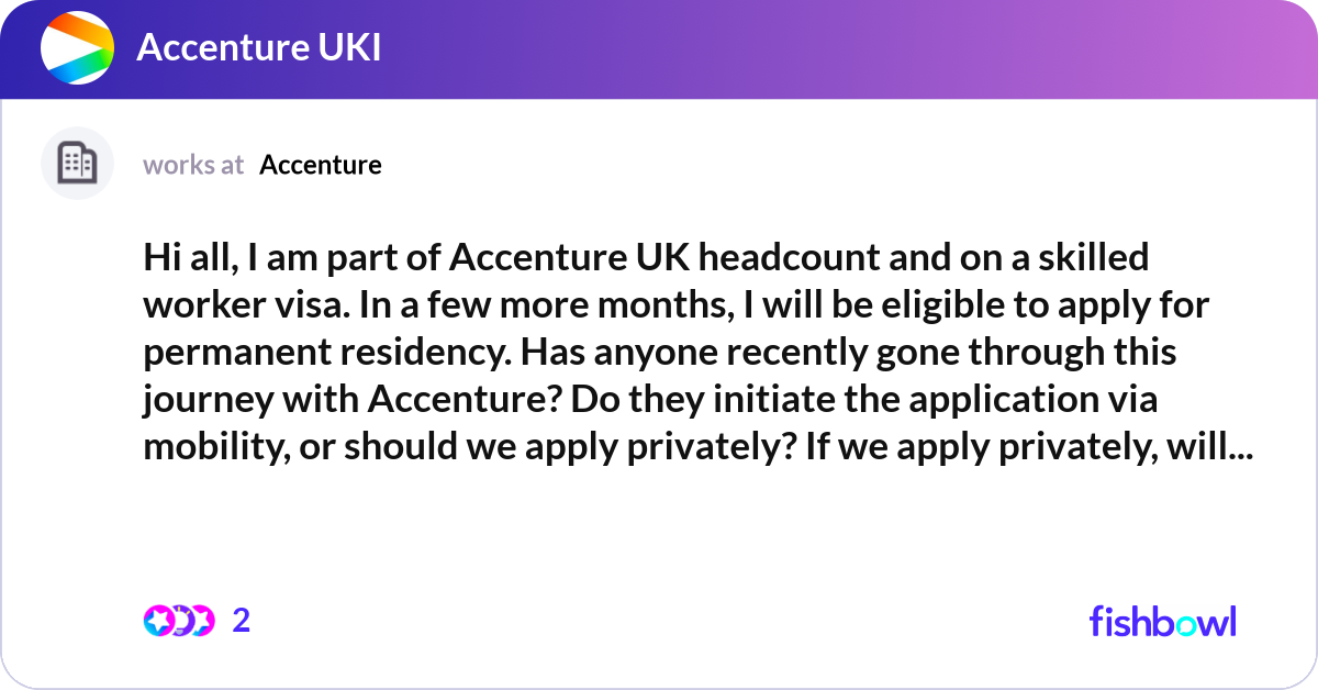 Hi all, I am part of Accenture UK headcount and on... | Fishbowl