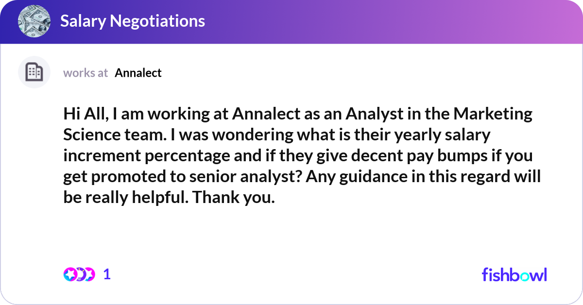 Hi All, I am working at Annalect as an Analyst in ... | Fishbowl