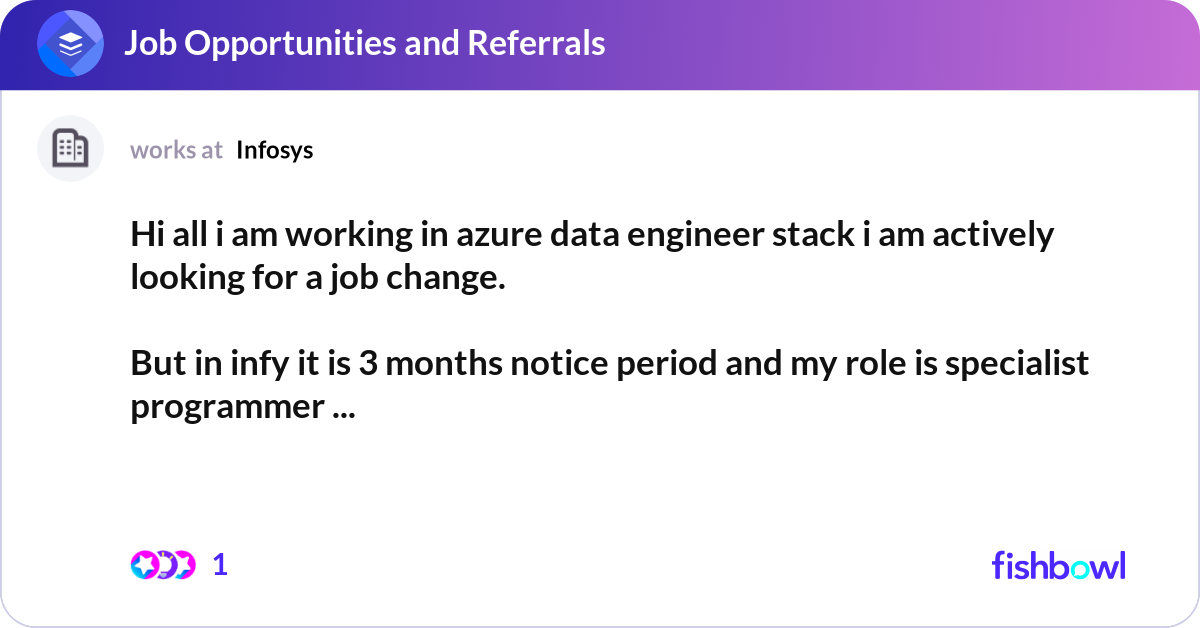 Hi all i am working in azure data engineer stack i... | Fishbowl