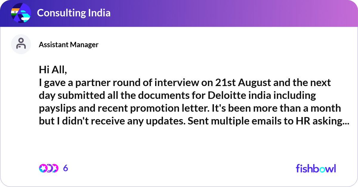 Hi All, I gave a partner round of interview on 21s... | Fishbowl