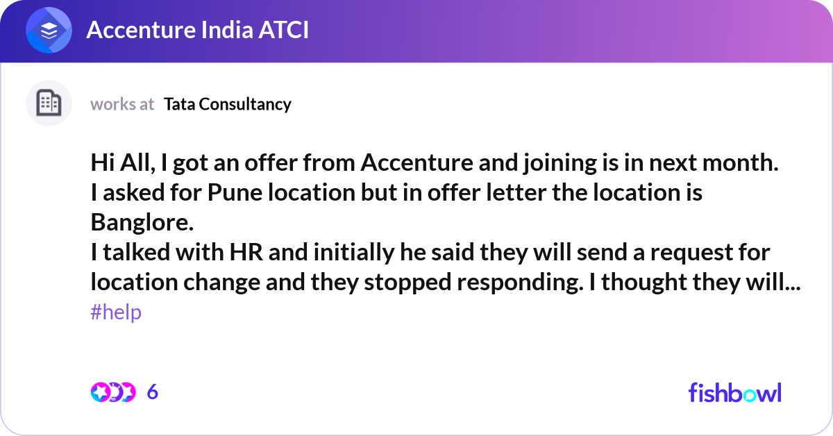 Hi All, I got an offer from Accenture and joining ... | Fishbowl