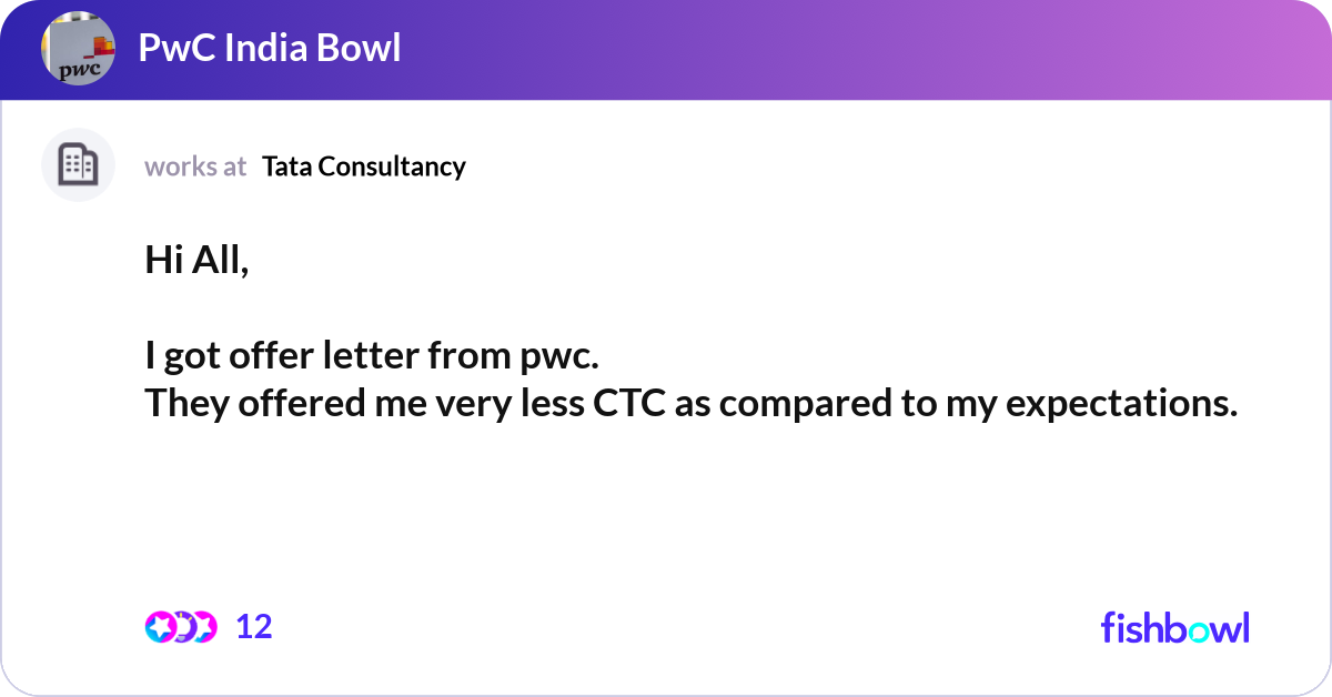 Hi All, I got offer letter from pwc. They offere... | Fishbowl