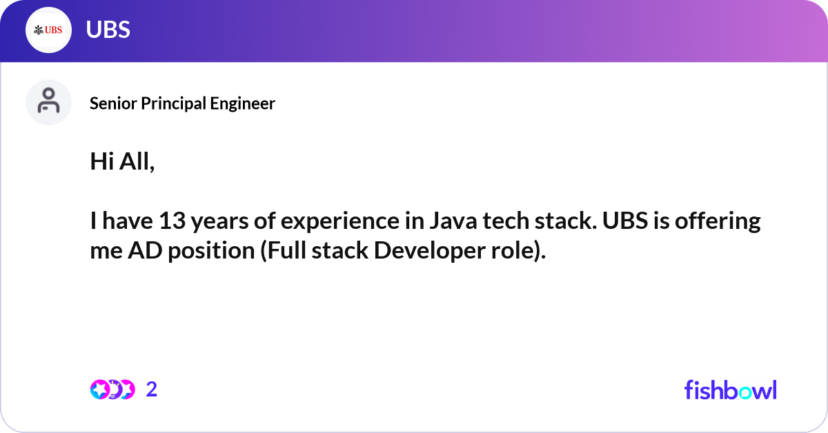 Hi All, I have 13 years of experience in Java te... | Fishbowl
