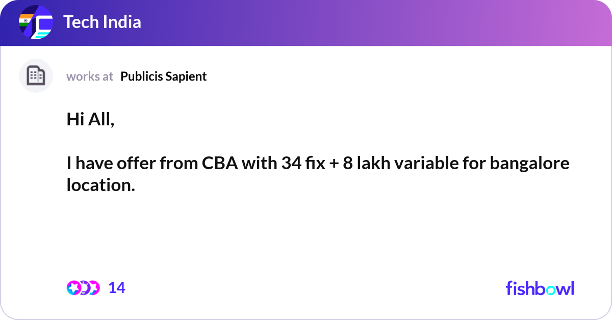 Hi All, I have offer from CBA with 34 fix + 8 la... | Fishbowl
