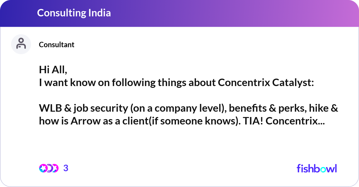 Hi All, I want know on following things about Conc... | Fishbowl