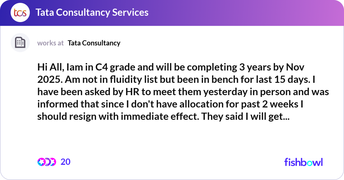 Hi All, Iam in C4 grade and will be completing 3 y... | Fishbowl