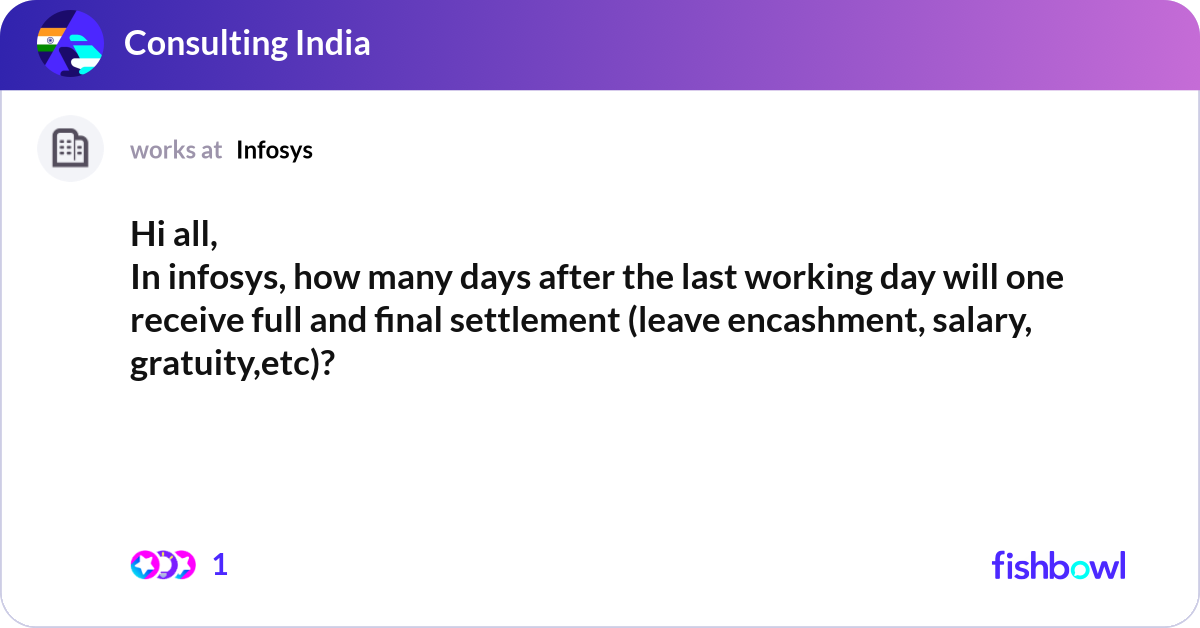 Hi all, In infosys, how many days after the last ... | Fishbowl