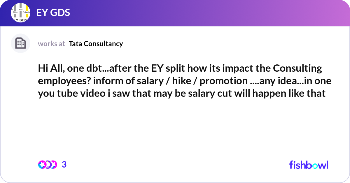 Hi All, one dbt...after the EY split how its impac... | Fishbowl