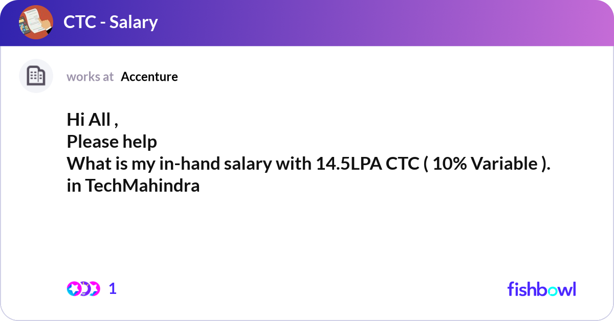 Hi All , Please help What is my in-hand salary wit... | Fishbowl
