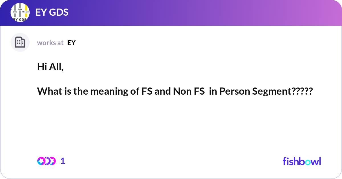 Hi All, What is the meaning of FS and Non FS in ... | Fishbowl