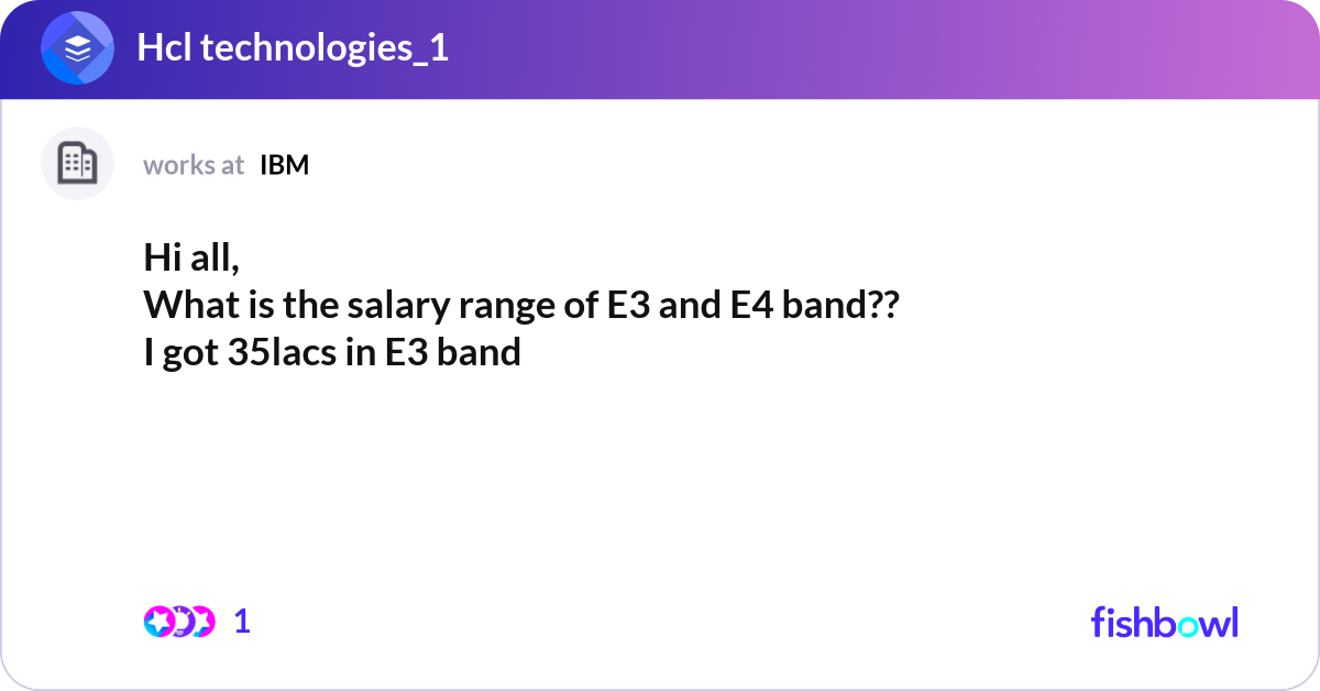 Hi all, What is the salary range of E3 and E4 band... | Fishbowl