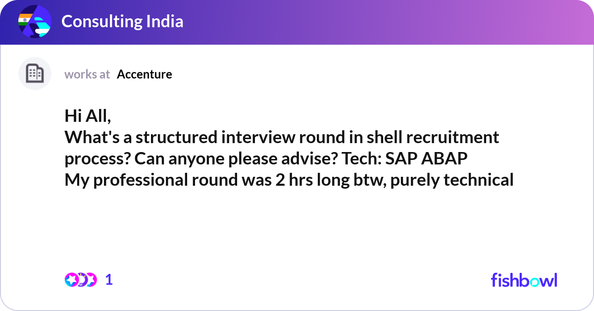 Hi All, What's a structured interview round in sh... | Fishbowl