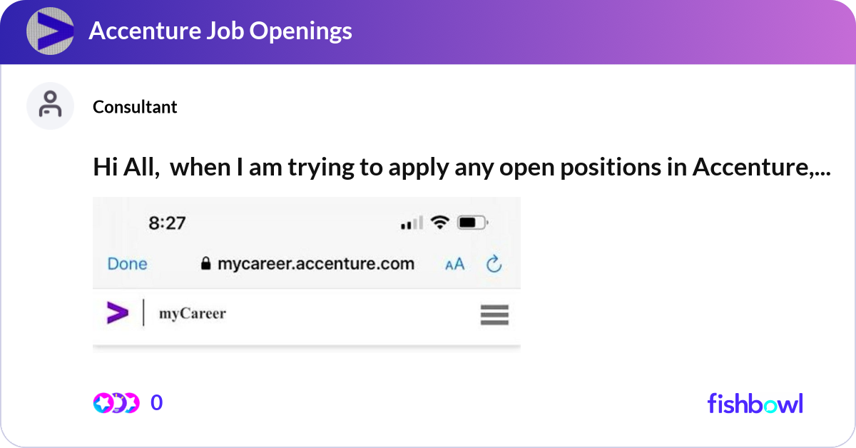 Hi All, when I am trying to apply any open positi... | Fishbowl