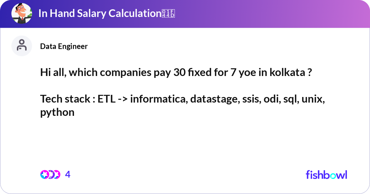Hi all, which companies pay 30 fixed for 7 yoe in ... | Fishbowl