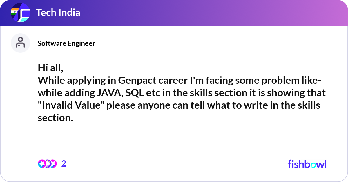 Hi all, While applying in Genpact career I'm facin... | Fishbowl