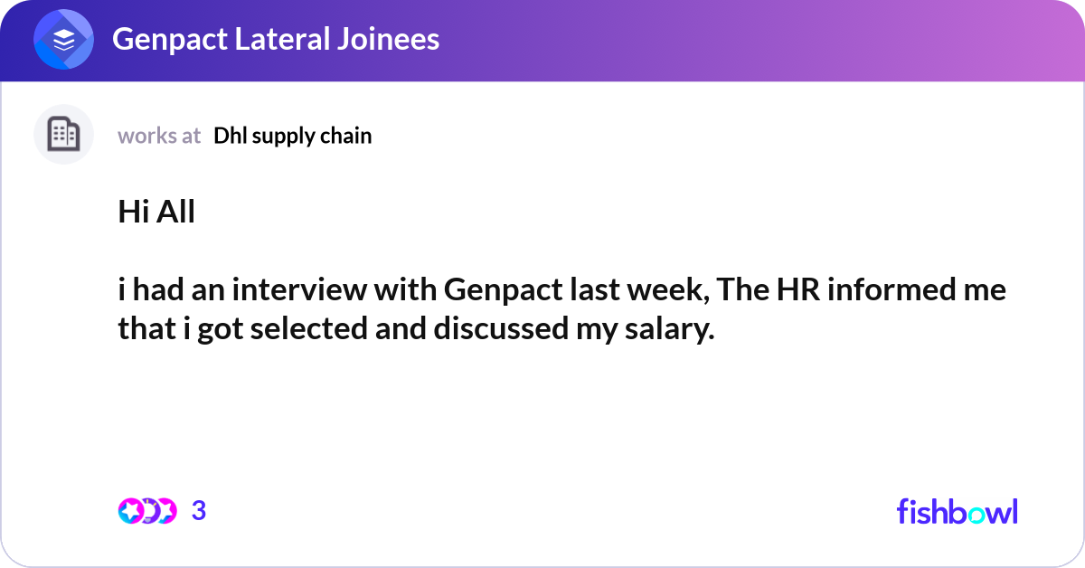 Hi All i had an interview with Genpact last week,... | Fishbowl