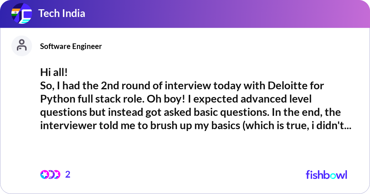 Hi all! So, I had the 2nd round of interview today... | Fishbowl