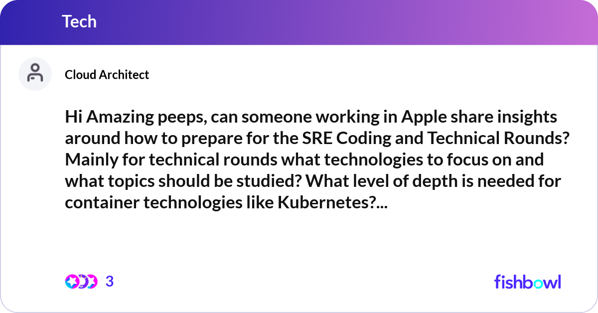 Hi Amazing peeps, can someone working in Apple sha... | Fishbowl