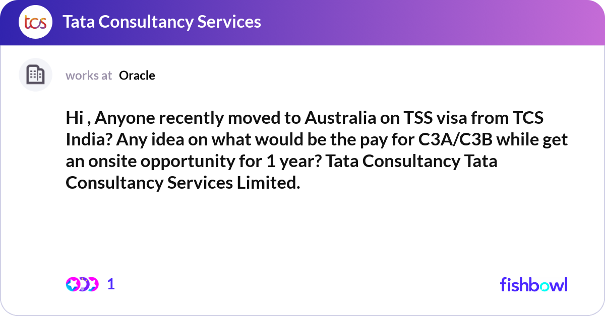 Hi , Anyone recently moved to Australia on TSS vis... | Fishbowl