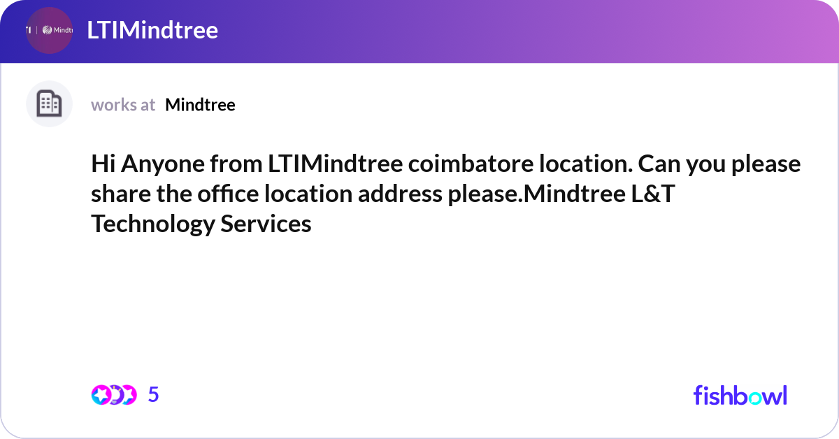 Hi Anyone from LTIMindtree coimbatore location. Ca... | Fishbowl