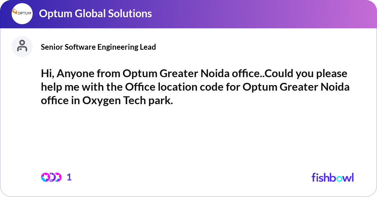 Hi, Anyone from Optum Greater Noida office..Could ... | Fishbowl