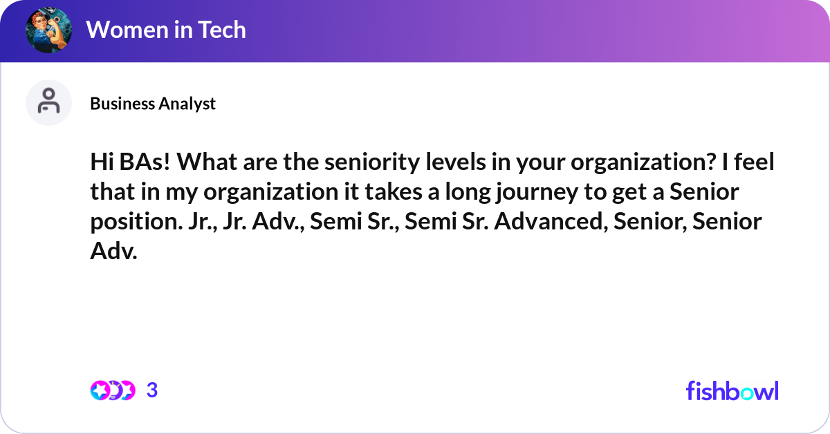 Hi BAs! What are the seniority levels in your orga... | Fishbowl