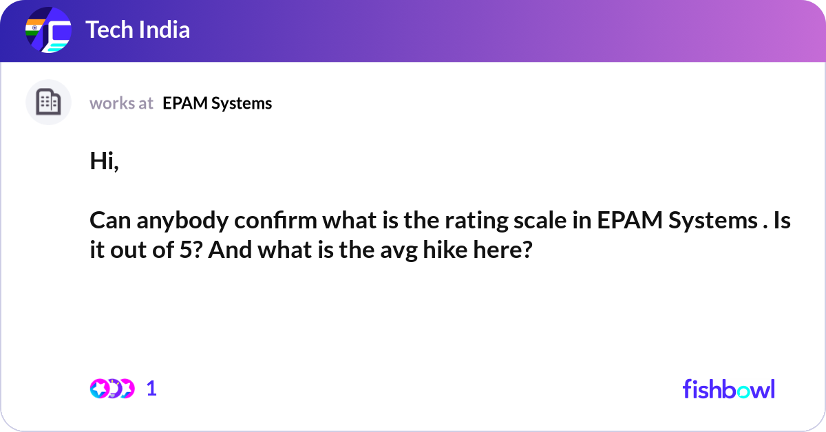 Hi, Can anybody confirm what is the rating scale ... | Fishbowl