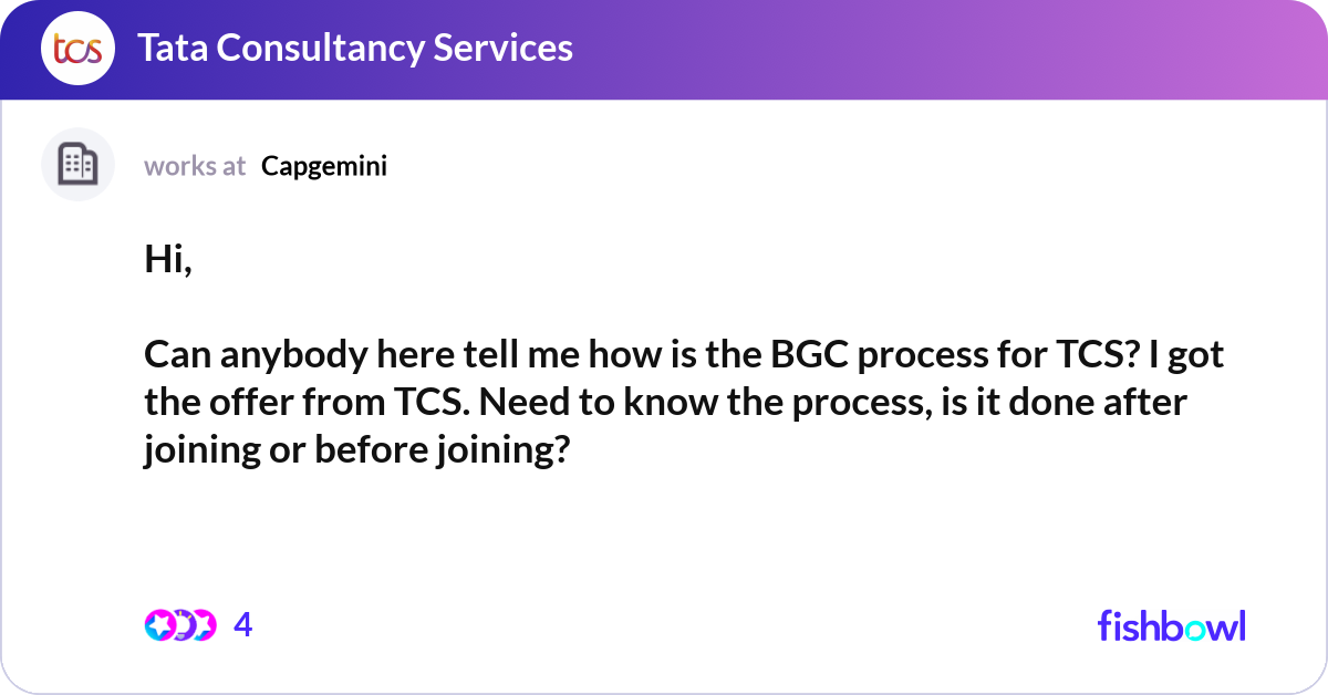 Hi, Can anybody here tell me how is the BGC proce... | Fishbowl