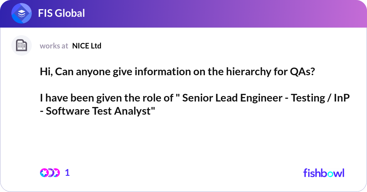 Hi, Can anyone give information on the hierarchy f... | Fishbowl
