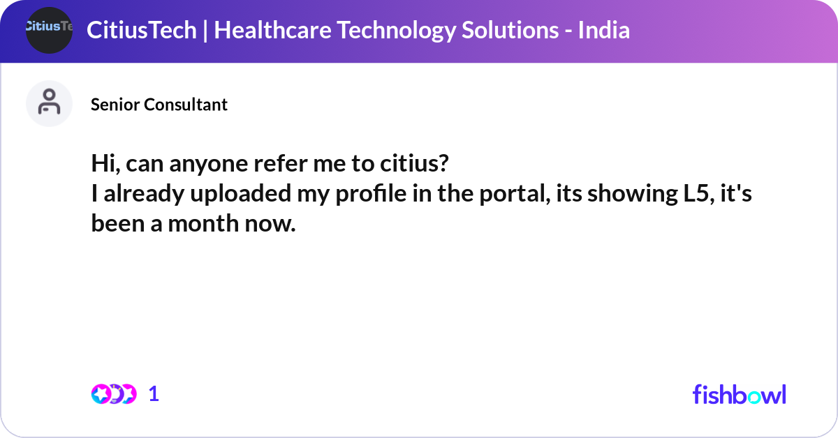 Hi, can anyone refer me to citius? I already uploa... | Fishbowl