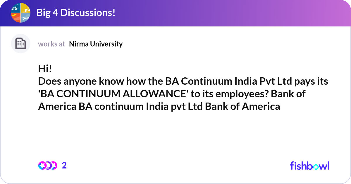 Hi! Does anyone know how the BA Continuum India P... | Fishbowl