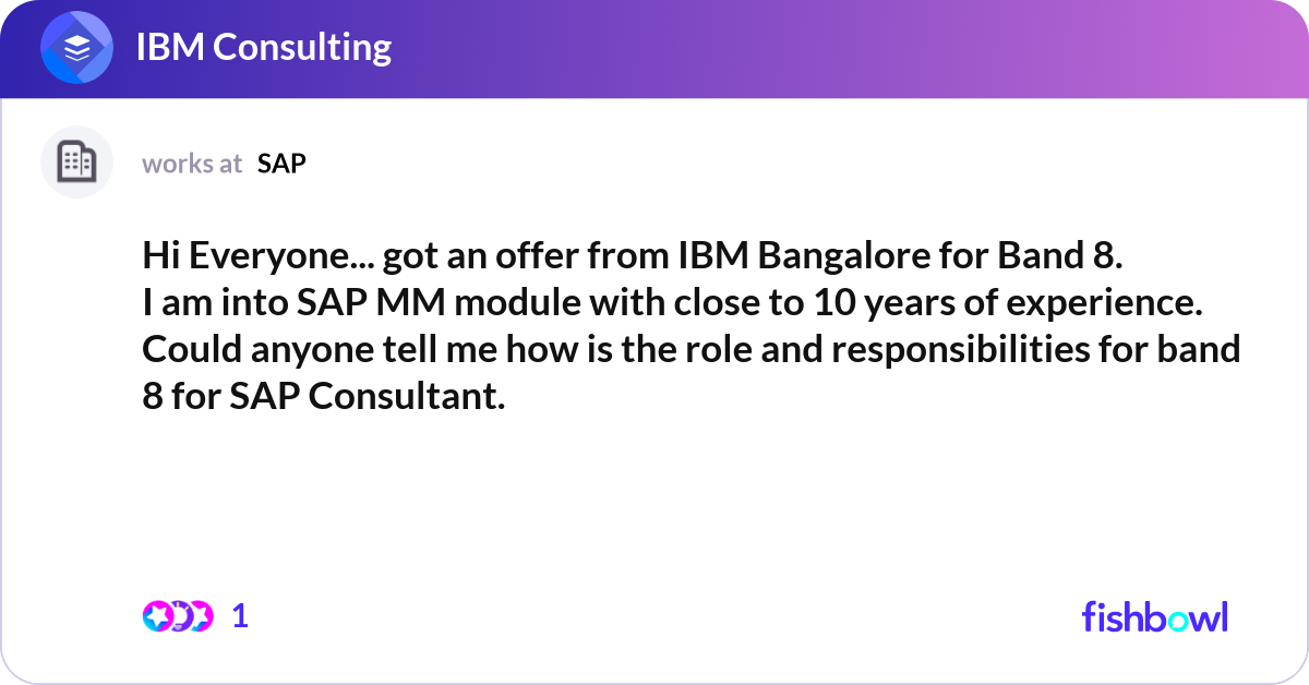 Hi Everyone... got an offer from IBM Bangalore for... | Fishbowl