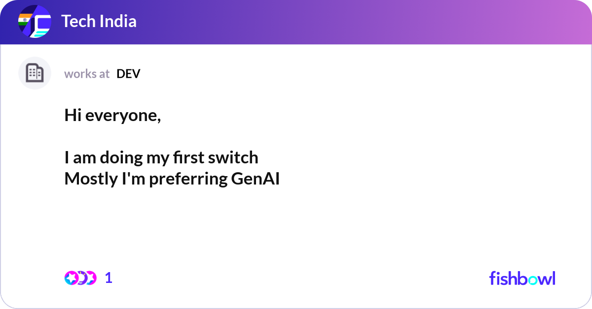 Hi everyone, I am doing my first switch Mostly ... | Fishbowl