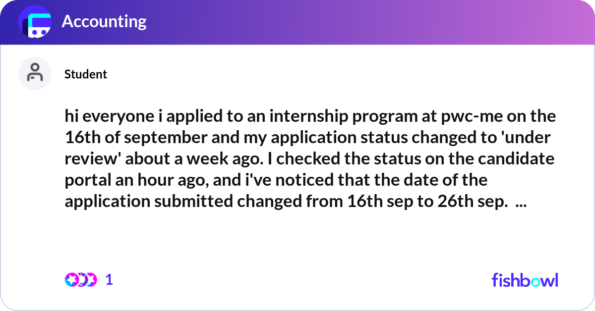 hi everyone i applied to an internship program at ... | Fishbowl