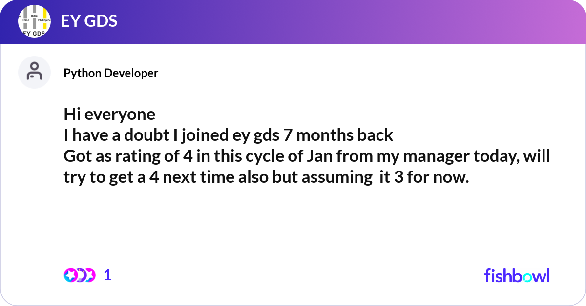 Hi everyone I have a doubt I joined ey gds 7 mont... | Fishbowl
