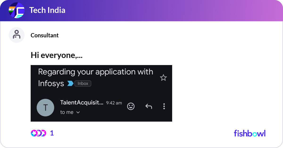 Hi everyone, I have received an email from Infosy... | Fishbowl