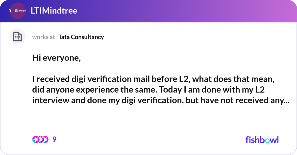 Hi everyone, I received digi verification mail be... | Fishbowl