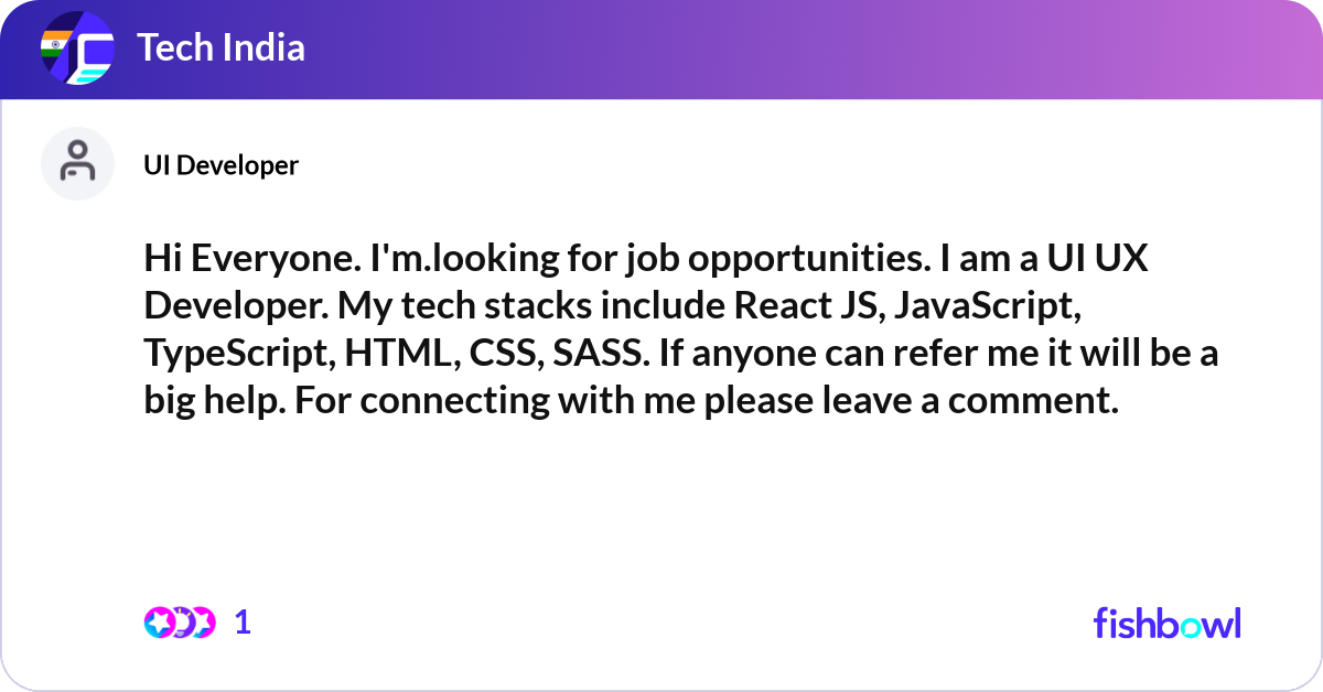 Hi Everyone. I'm.looking for job opportunities. I ... | Fishbowl