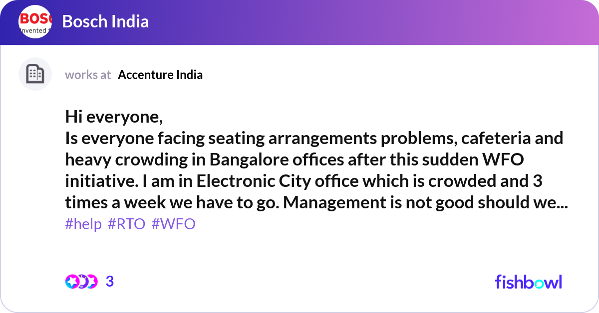 Hi everyone, Is everyone facing seating arrangemen... | Fishbowl