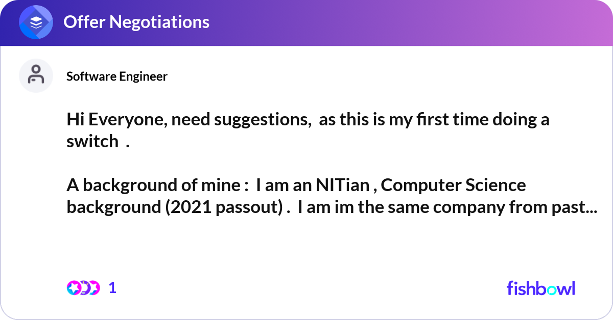 Hi Everyone, need suggestions, as this is my firs... | Fishbowl